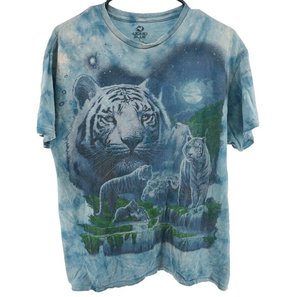 Liquid Blue | Shirts | Liquid Blue White Tiger Short Sleeve Tshirt Mens ...